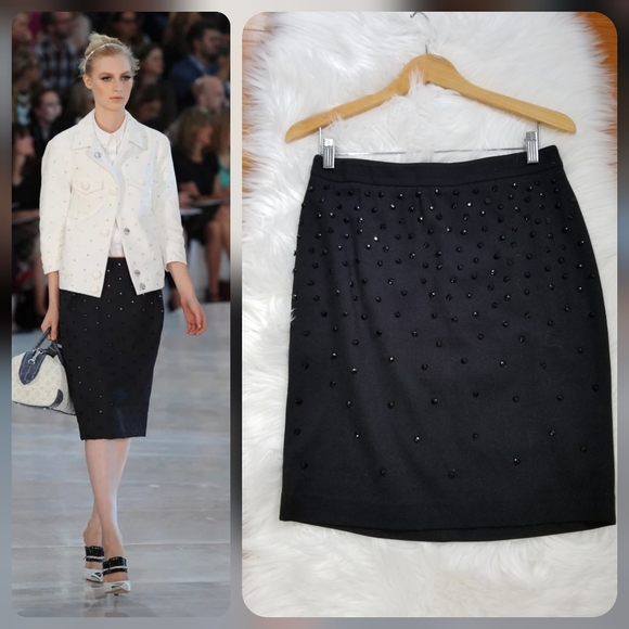 Carmen Marc Valvo | Skirts | Carmen Marc Valvo Black Embellish Pencil ...